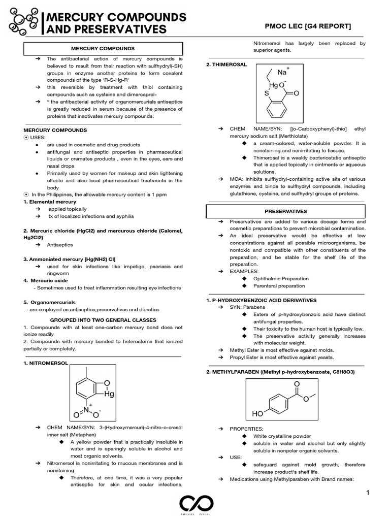 Finals - Mercury Compounds and Preservatives (2B Pmoc - G4 Report ...