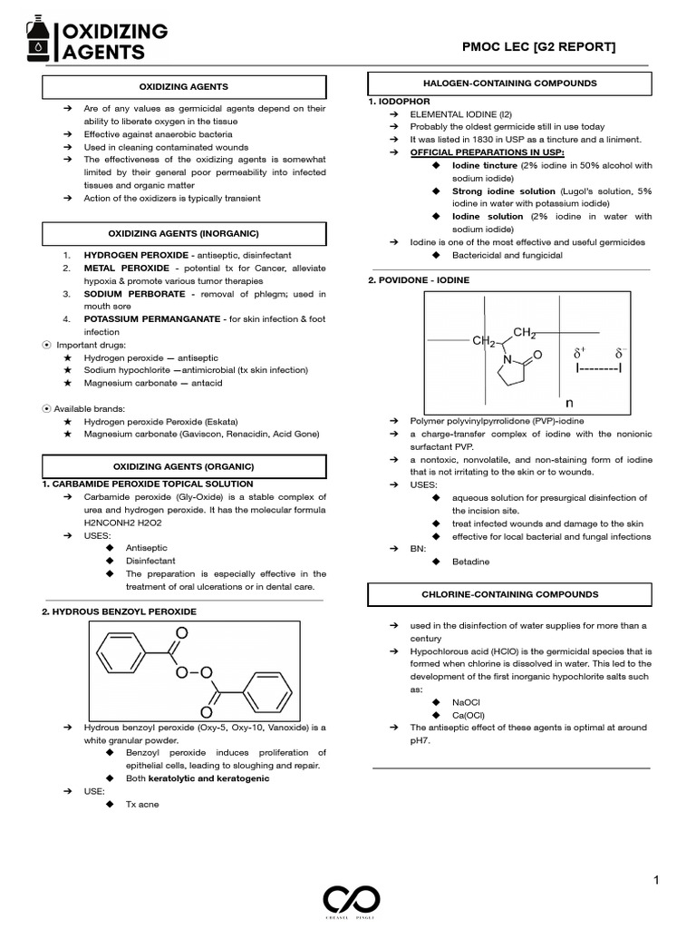 Finals - Oxidizing Agents (2B Pmoc G2) | PDF | Hydrogen Peroxide | Iodine