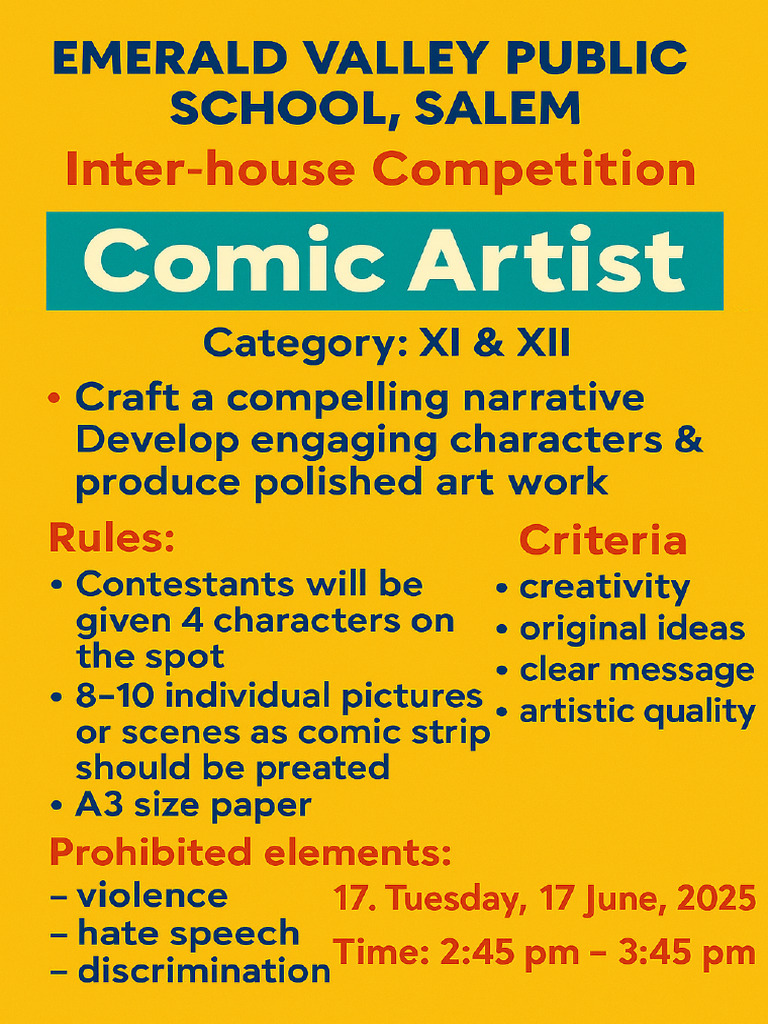 Comic Artist Competition Poster A3 | PDF