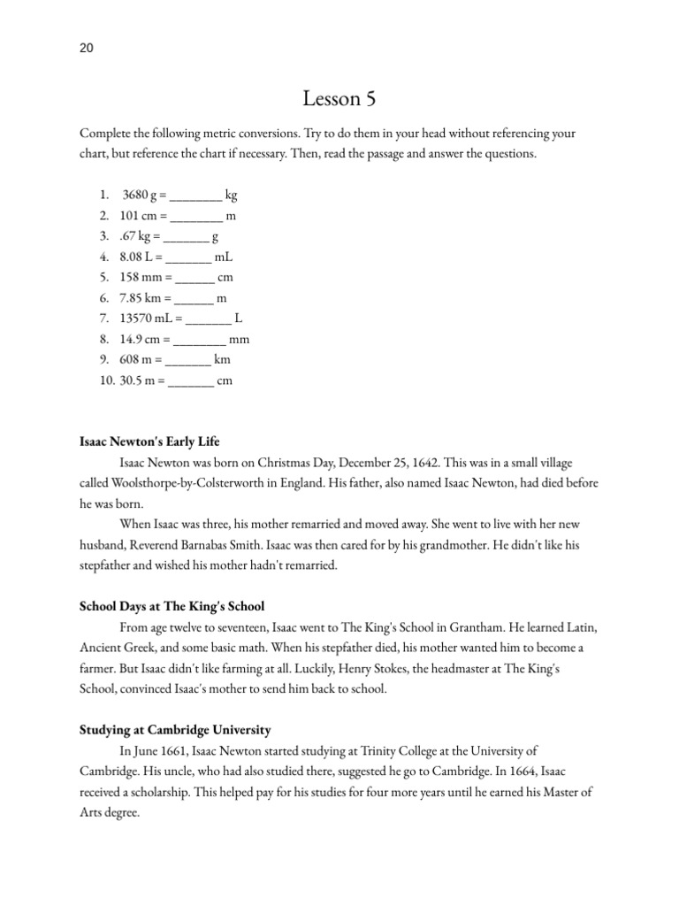 25-26 6th Physics Green Book - Lesson 5 | PDF | Isaac Newton | Gravity