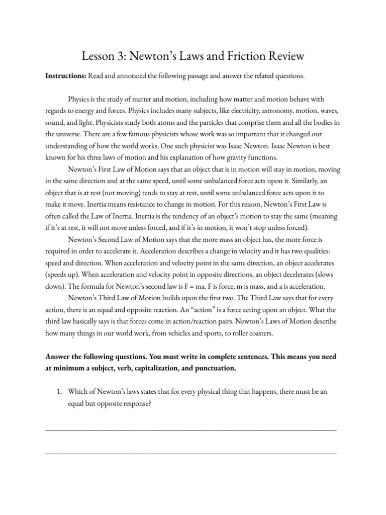 25-26 6th Physics Green Book - Lesson 3 | PDF | Inertia | Force