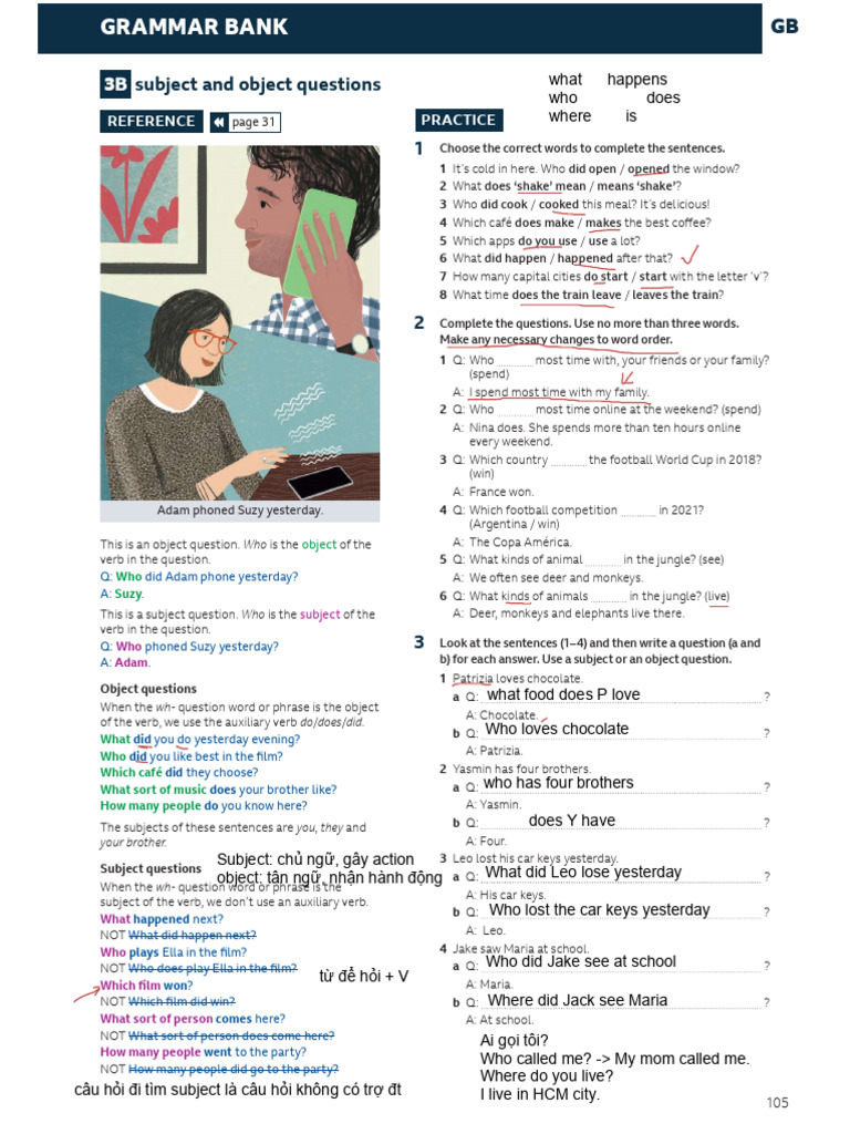 Subject and Object Questions Explained | PDF | Verb | Question