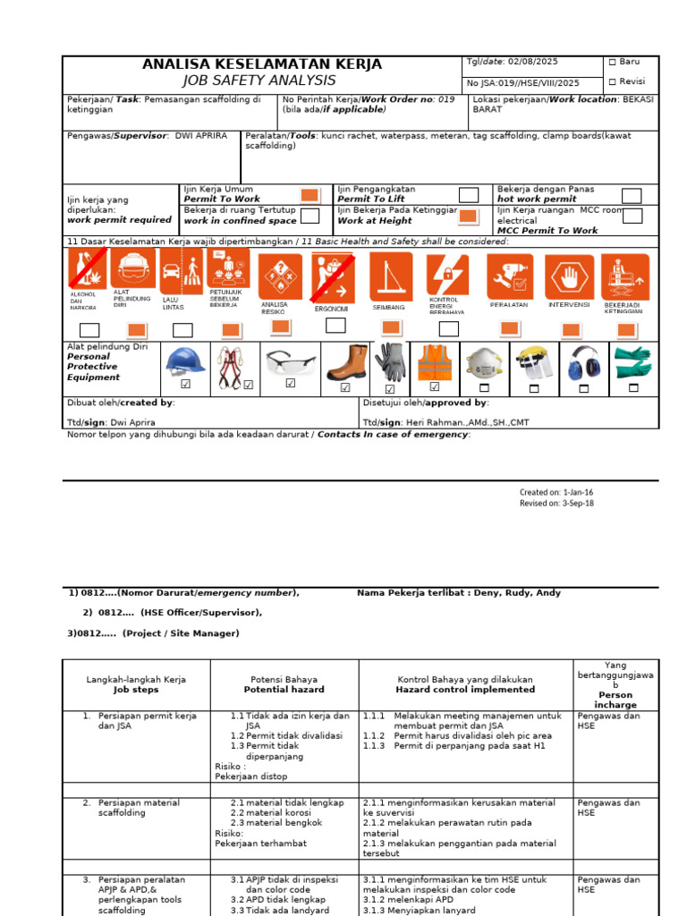 HR-JSA Form | PDF