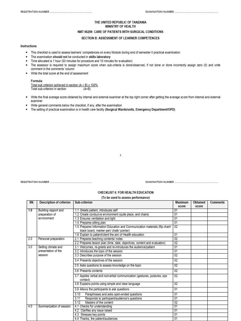 Checklist 6 - Health Education | PDF | Human Communication | Communication