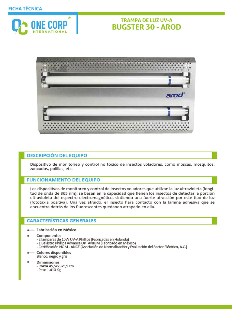 Trampa UV-A Bugster 30 Arod | PDF | Ultravioleta | Ligero