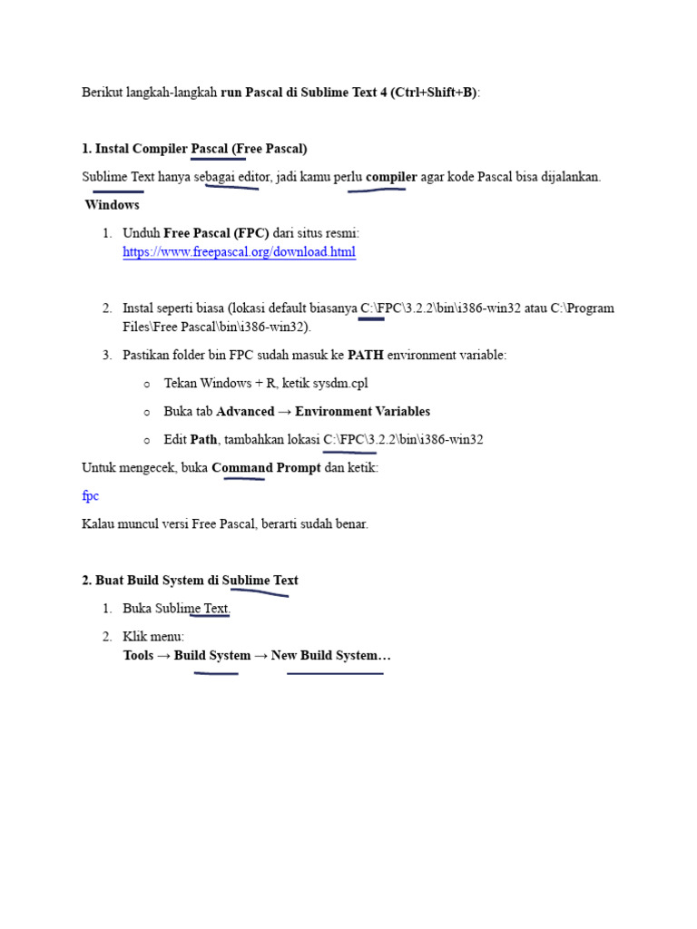 Jalankan Pascal di Sublime Text 4 | PDF