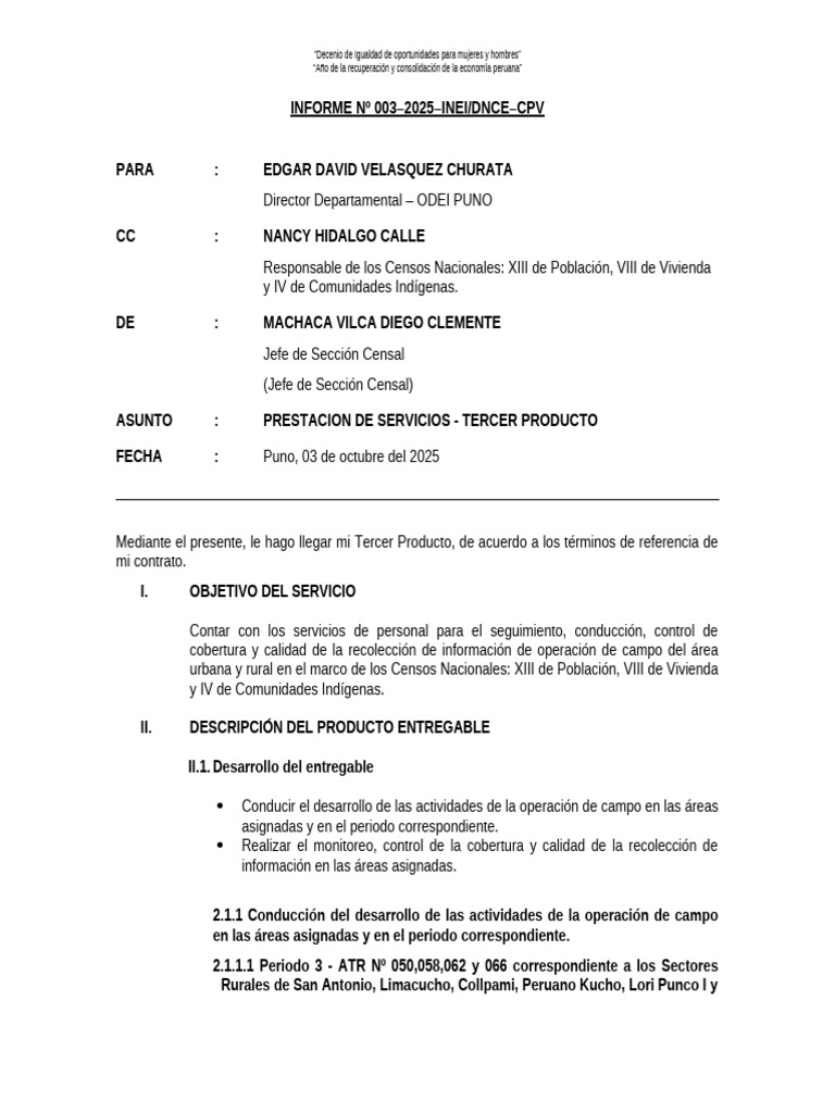 San Roman 2 - Machaca Vilca Diego Clemente - Tercer Producto | PDF