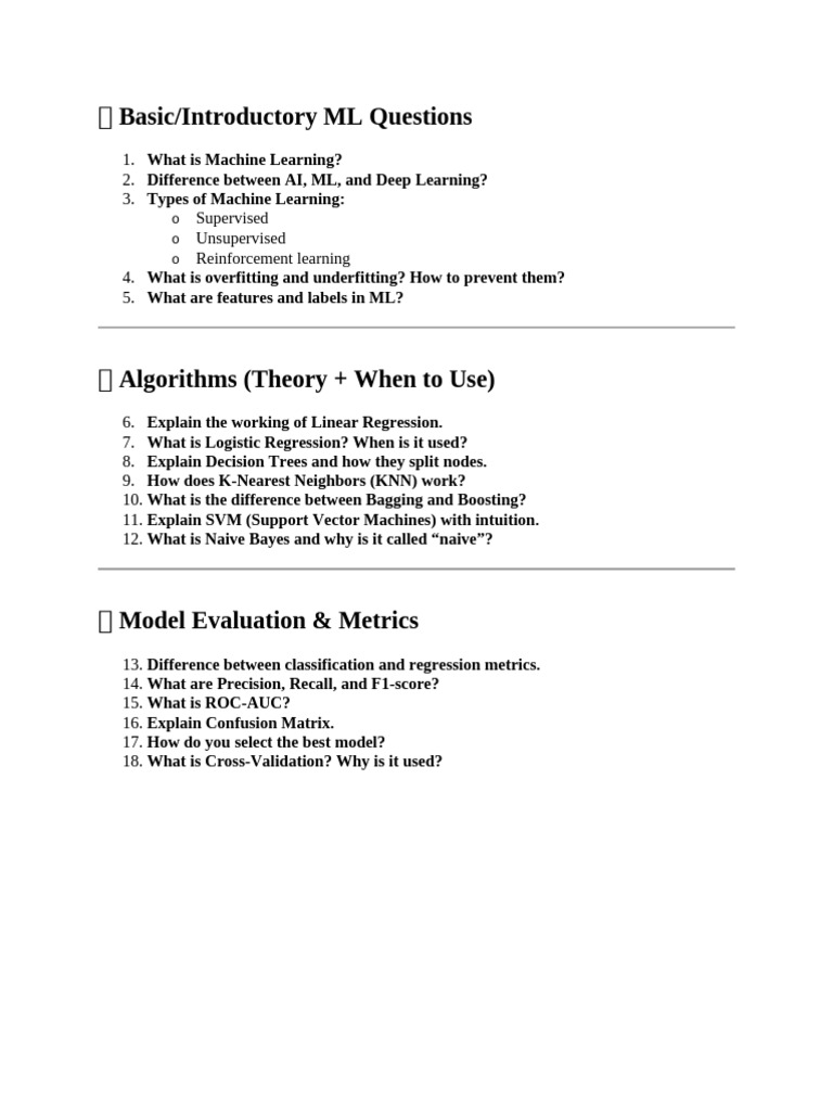 ML Imp Questions | PDF