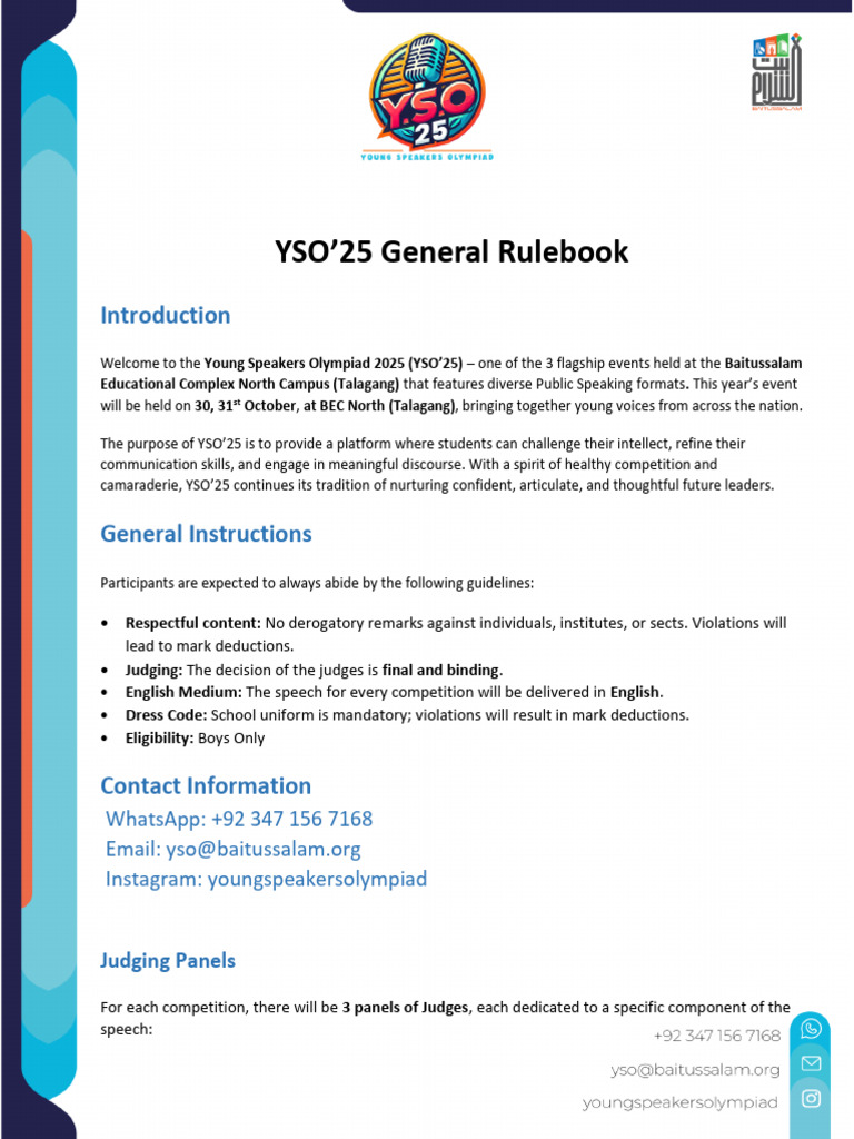 YSO General Rulebook | PDF | Body Language | Human Communication