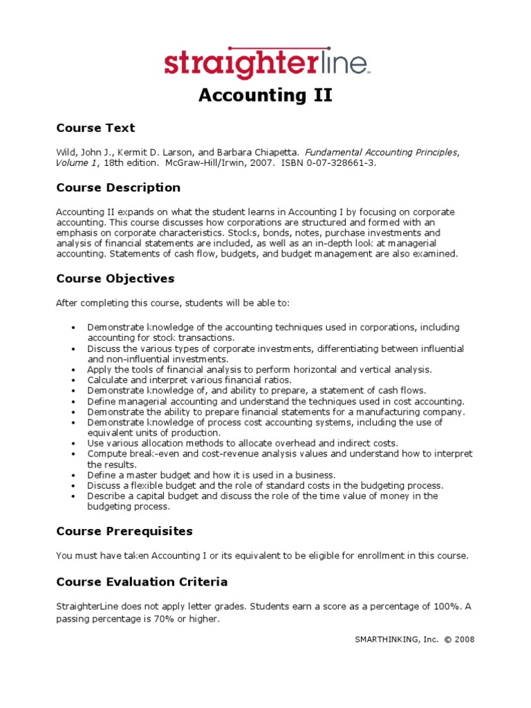 Accounting II Syllabus | PDF | Accounting | Management Accounting