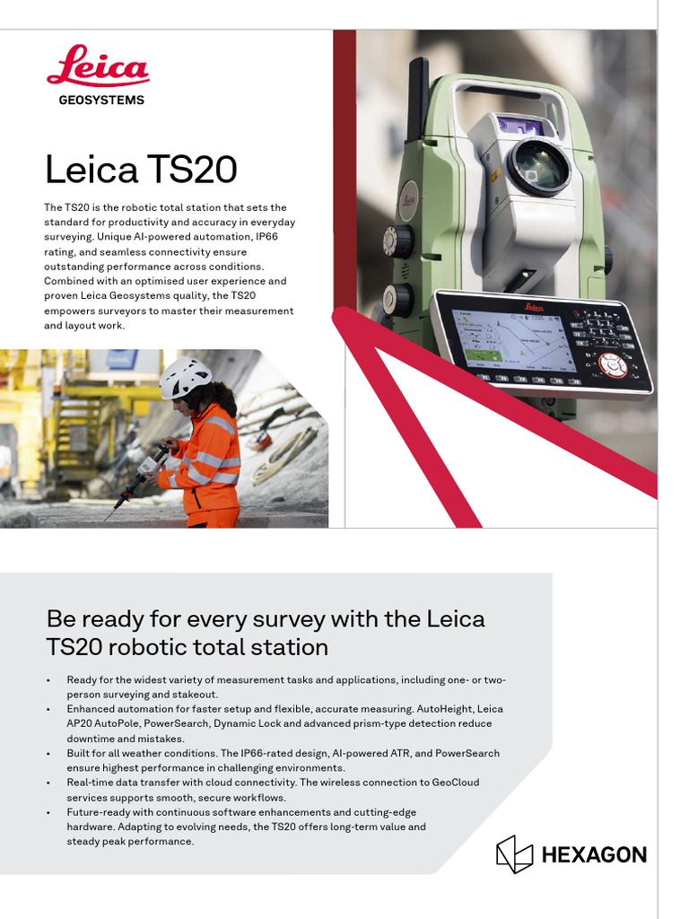 Leica TS20 Robotic Total Station Overview | PDF | Surveying | Computing