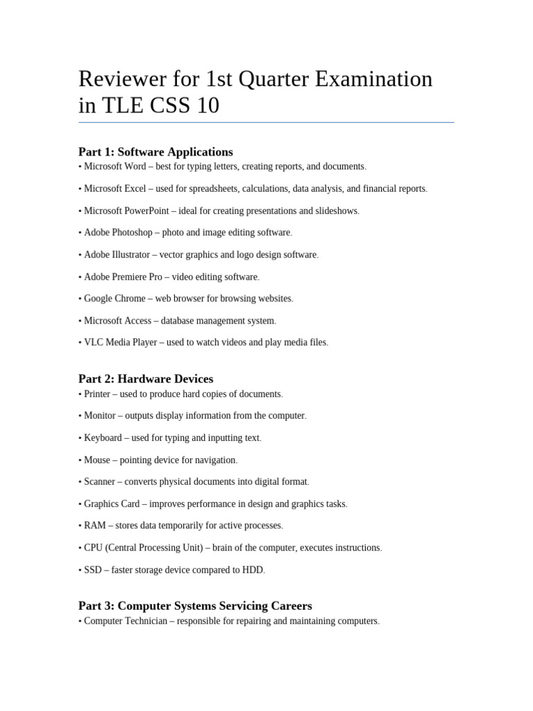 TLE CSS Reviewer | PDF