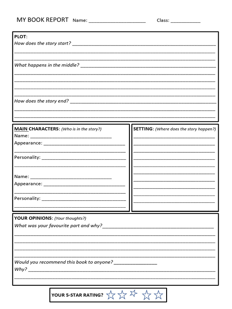 Book Report Template for Students | PDF