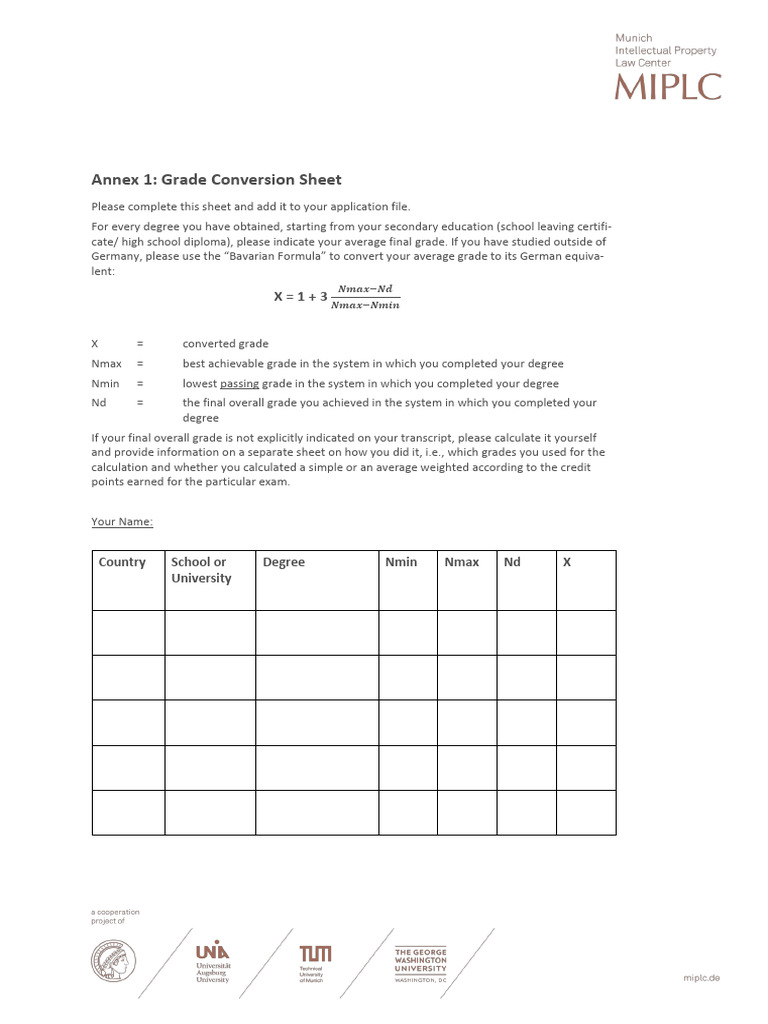 Grade Conversion Sheet | PDF