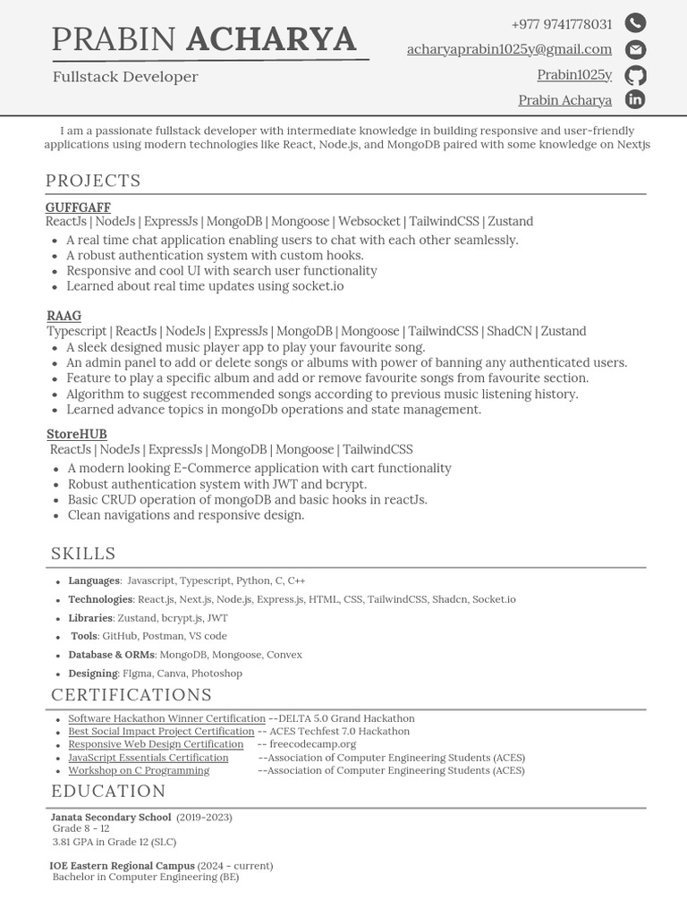 Projects: Fullstack Developer | PDF | Information Technology | Software ...