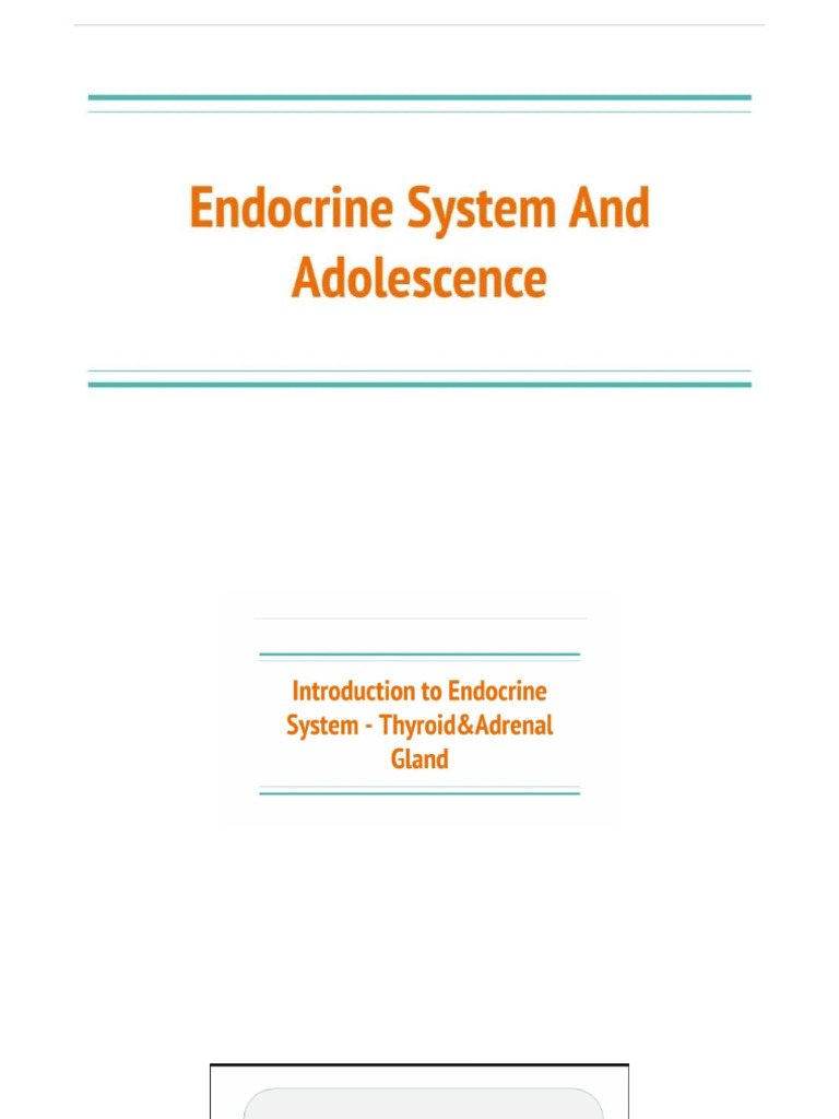 Endocrine System And Adolescence Viii Pdf