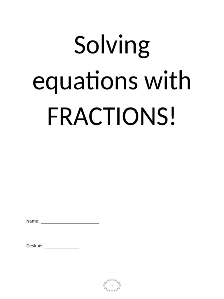 Solving Equations With FRACTIONS | PDF