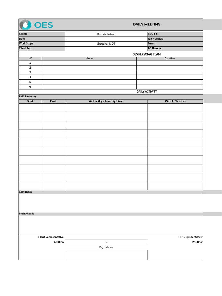 Daily Meeting Report for NDT Activities | PDF