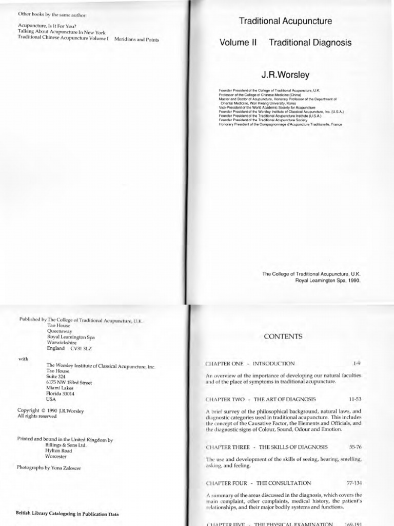 J.R. Worsley - Traditional Acupuncture. Vol. 2. Traditional Diagnosis ...