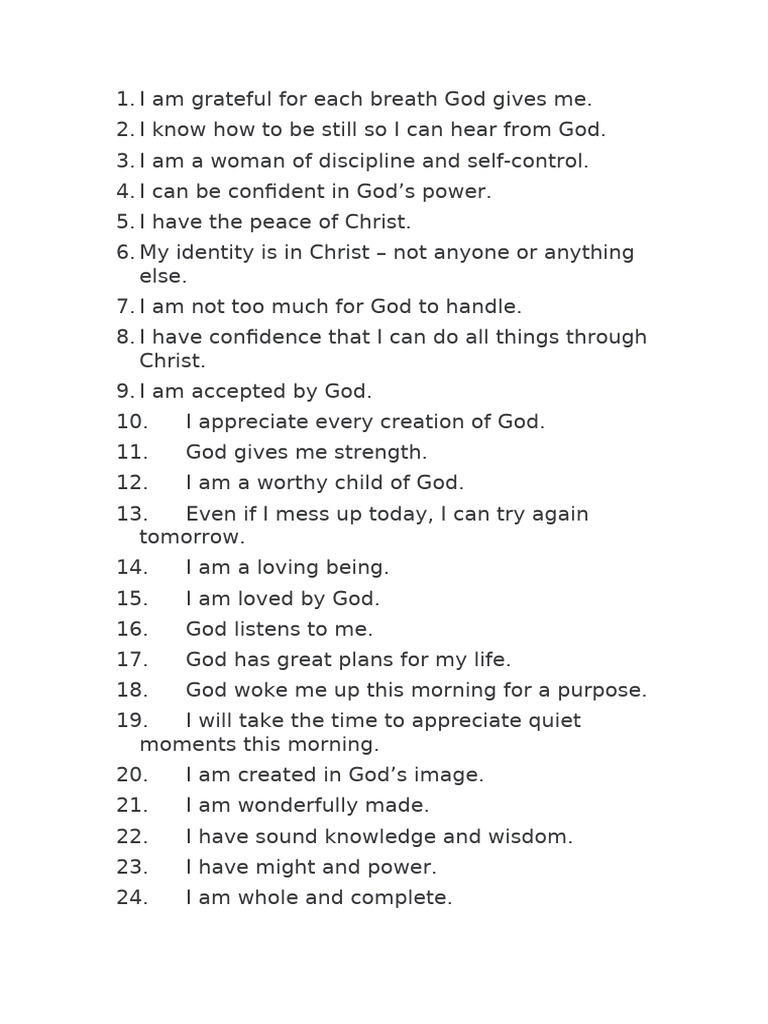 Affirmations of Faith and Self-Worth | PDF | God | Love