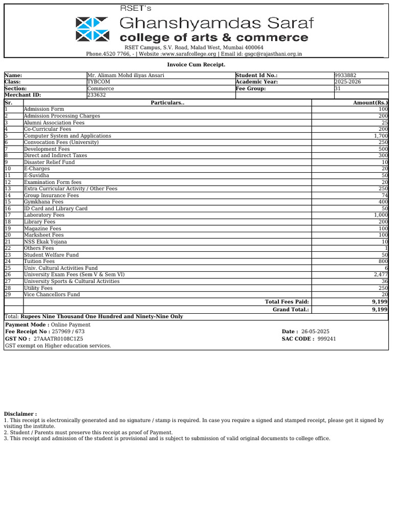 Fee Receipt 9933882 221955 | PDF | Receipt | Government Finances