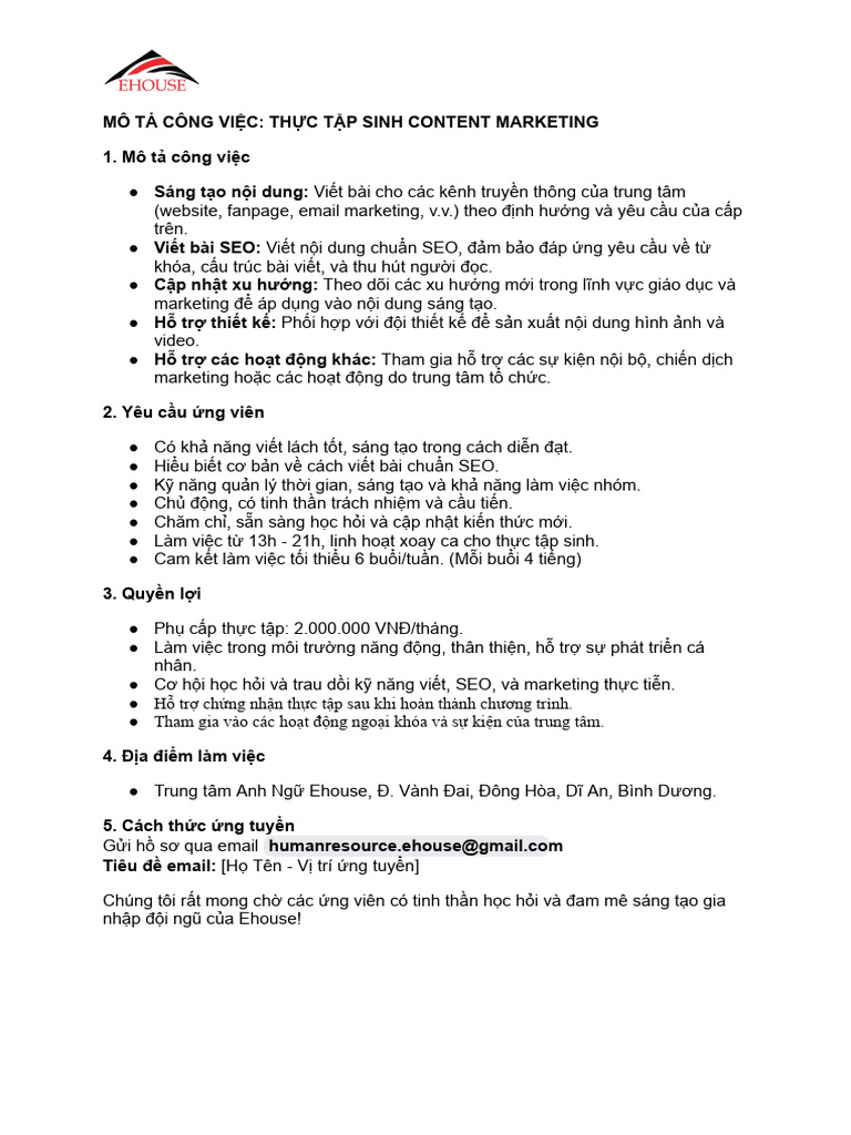 HR JD Content Intern | PDF