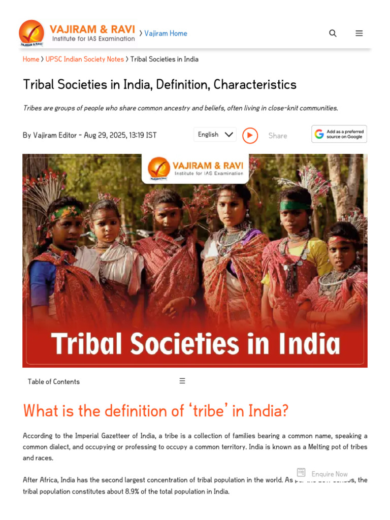 Tribal Societies in India, Definition, Characteristics | PDF | Nomad