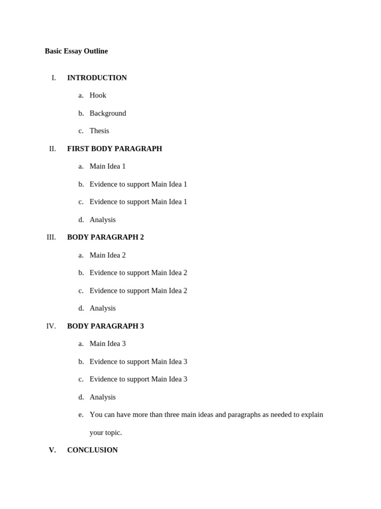 Basic Essay Outline Template | PDF