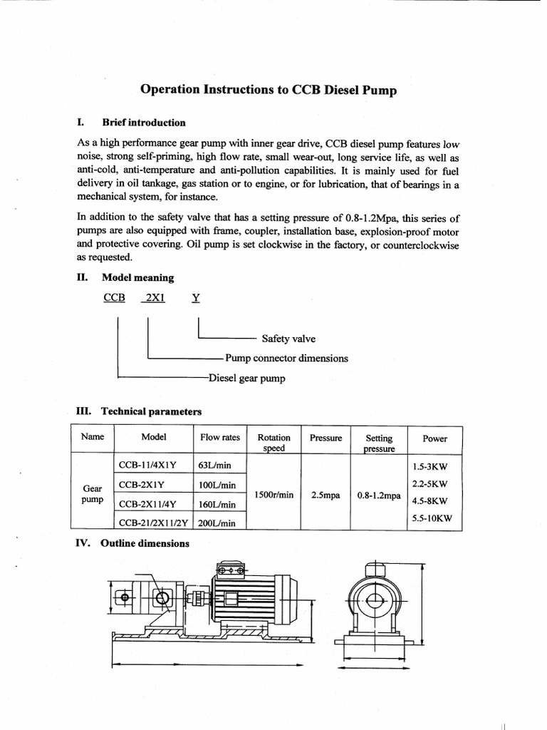 Operation Instruction To CCB Diesel Pump | PDF