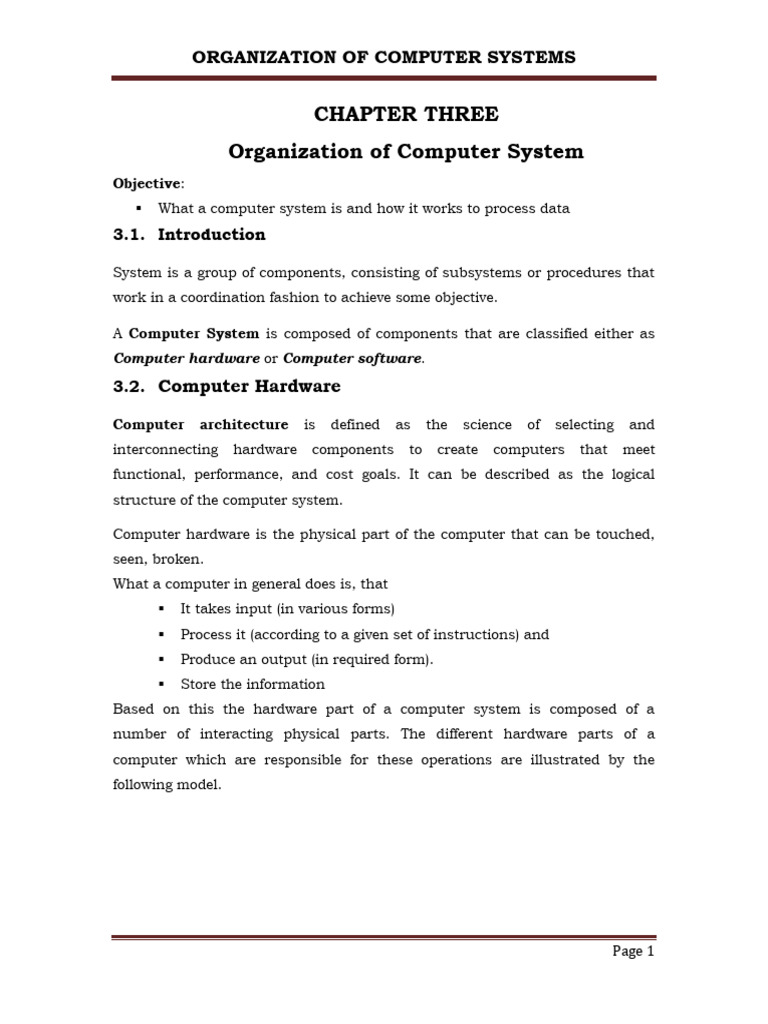Chapter Three - Organization of Computer System | PDF | Random Access Memory | Printer (Computing)
