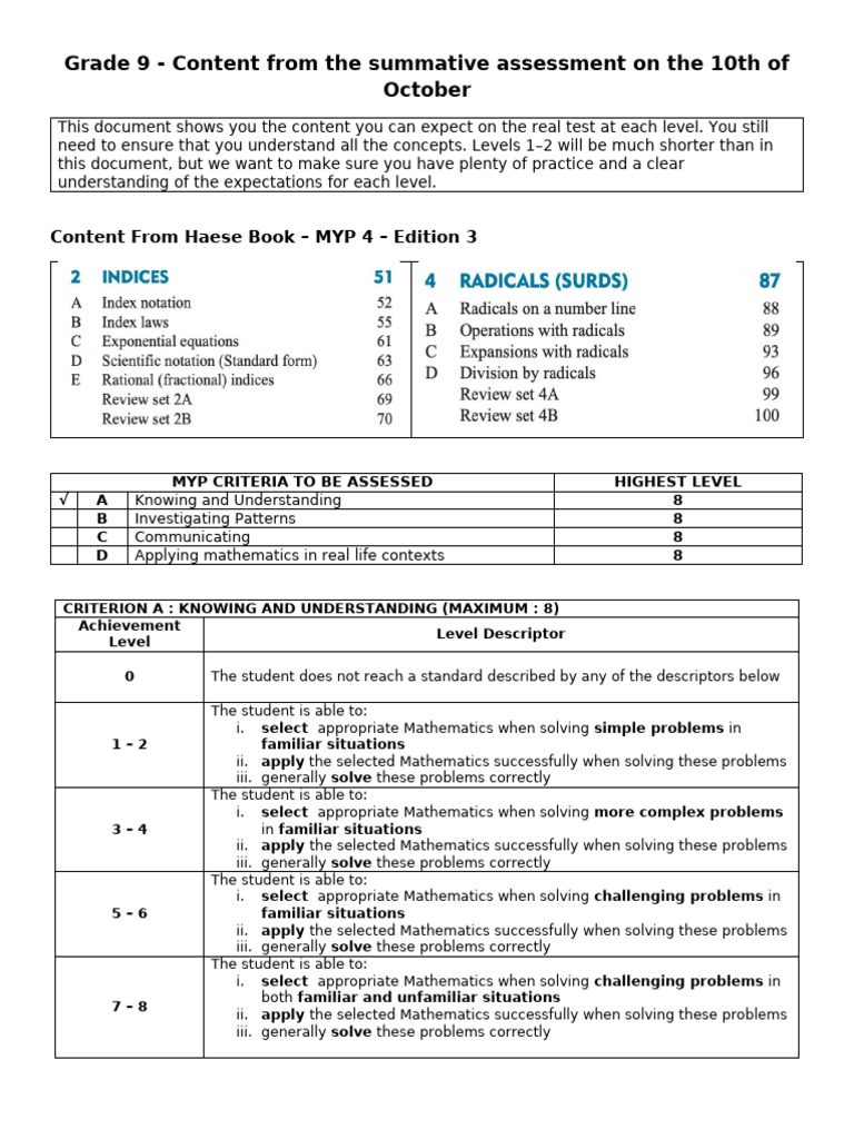 Grade 9 Math Assessment Content Guide | PDF | Mathematics