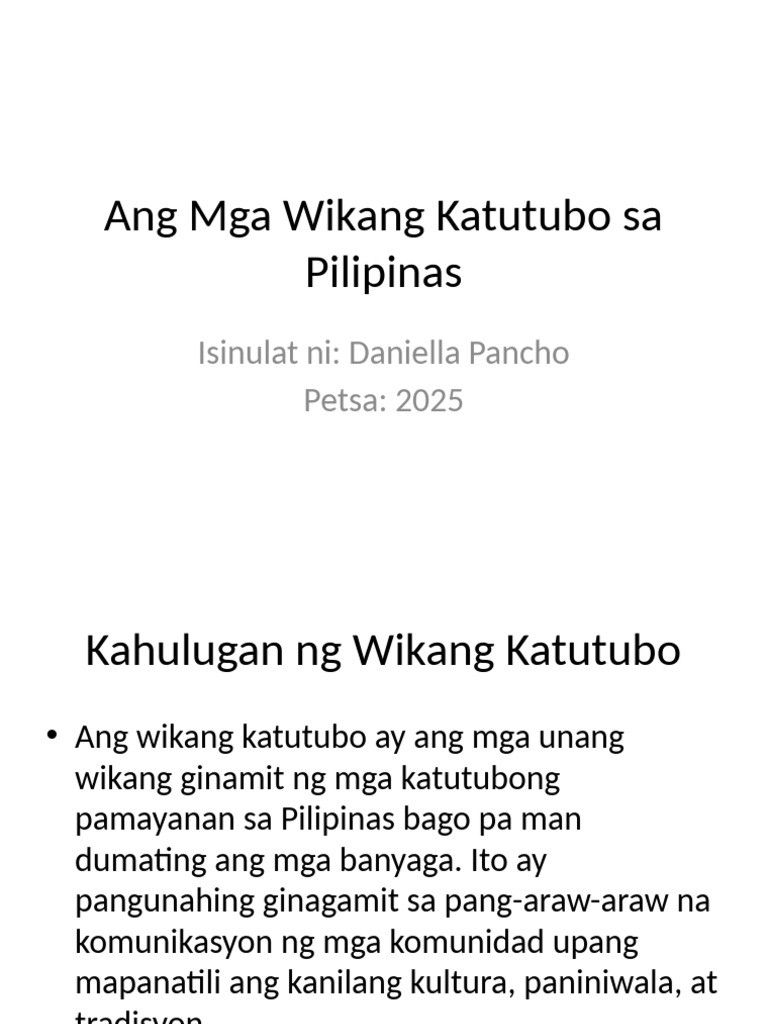 Ang Mga Wikang Katutubo Kumpleto | PDF