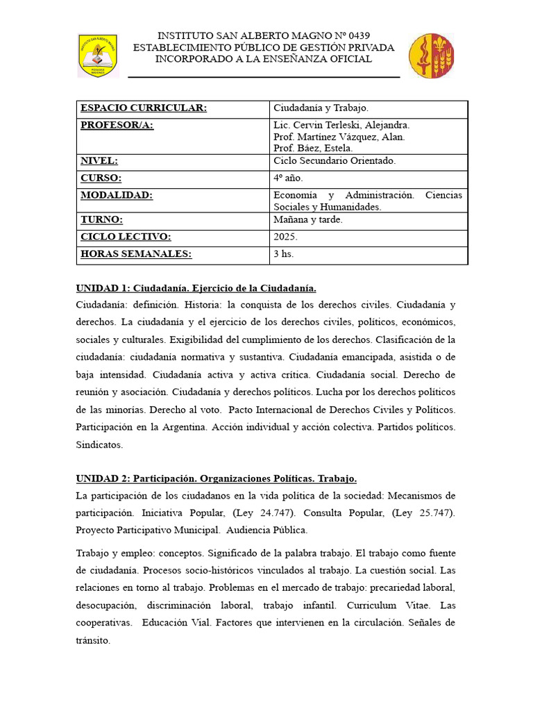 Programa Ciudadania y Trabajo 4- 2025.Docx (1) | PDF | Ciudadanía ...