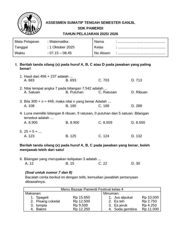 Kelas 4 Matematika | PDF