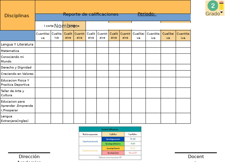 Reporte de Calificaciones Modelo Color | PDF