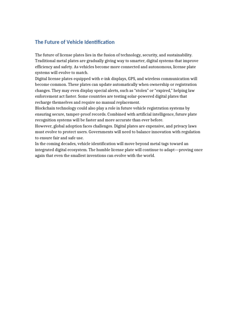 Future of Vehicle Identification | PDF