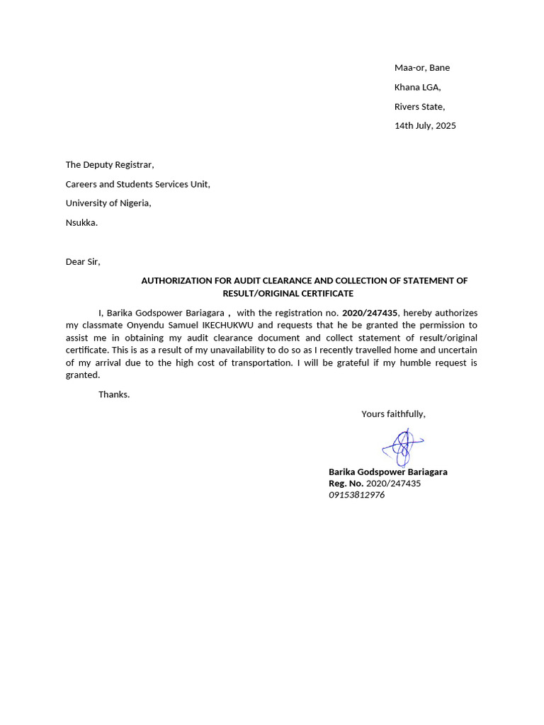 Audit Authorization Letter | PDF