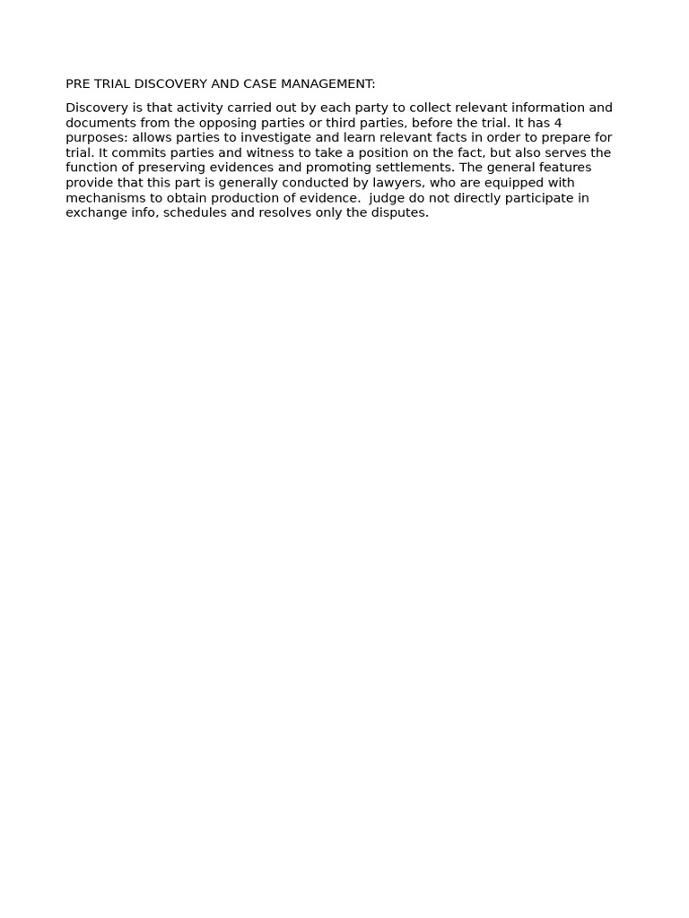 Pre Trial Discovery and Case Management Us Civil | PDF