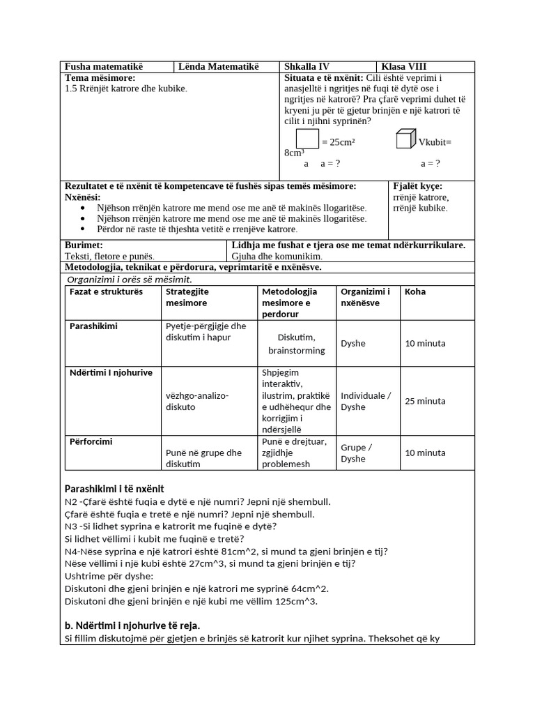 1.5. Rrënjët Katrore Dhe Kubike | PDF