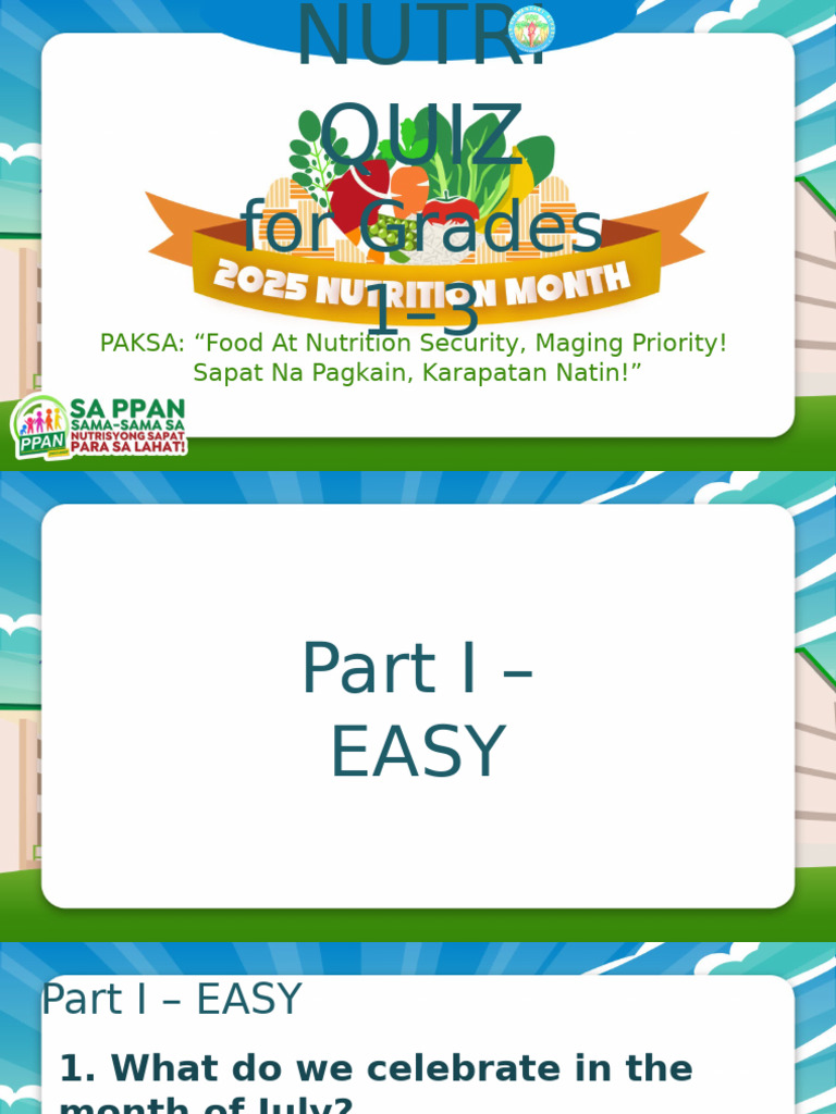 Nutrition Quiz for Grades 1-3 | PDF | Foods | Healthy Diet