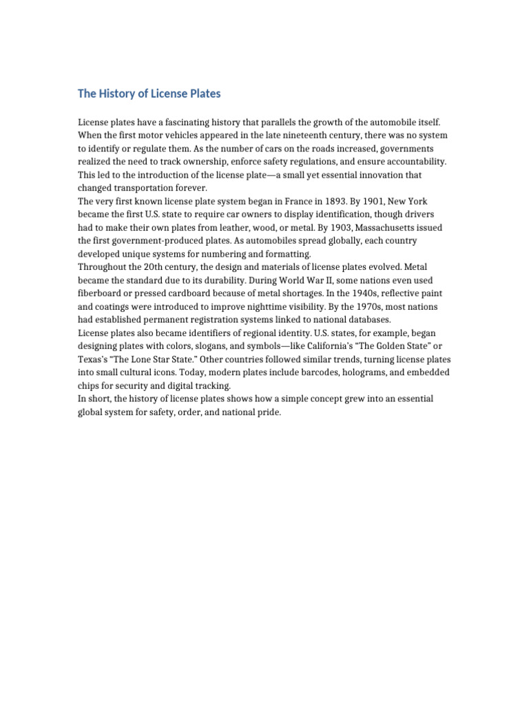License Plates History Extended | PDF
