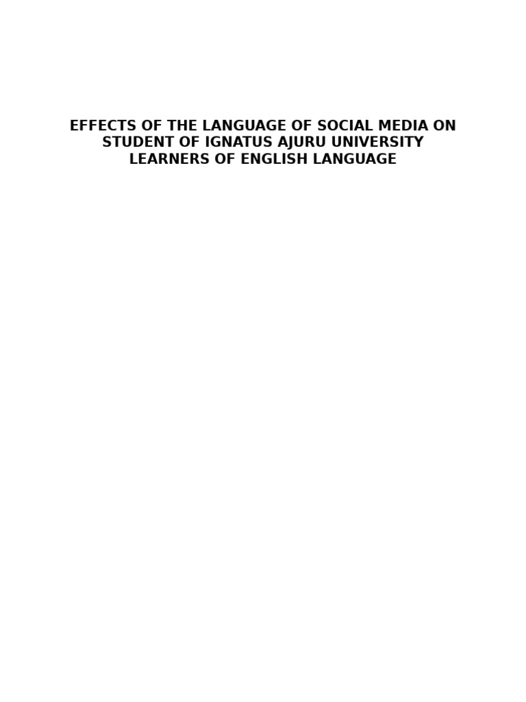 The Effect of The Language of Social Media On The Secondary School ...