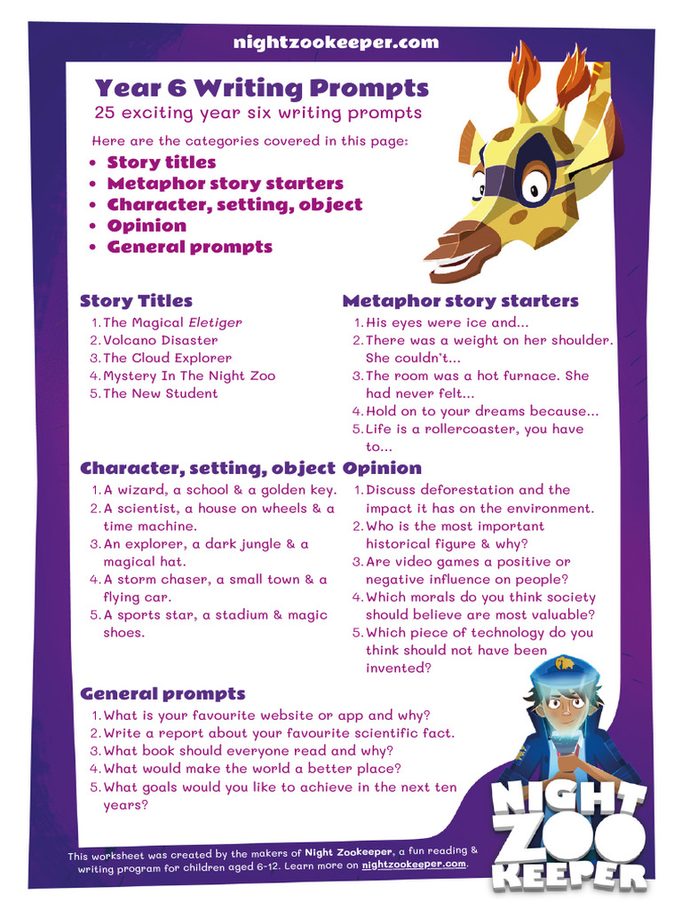 25 Engaging Year 6 Writing Prompts | PDF