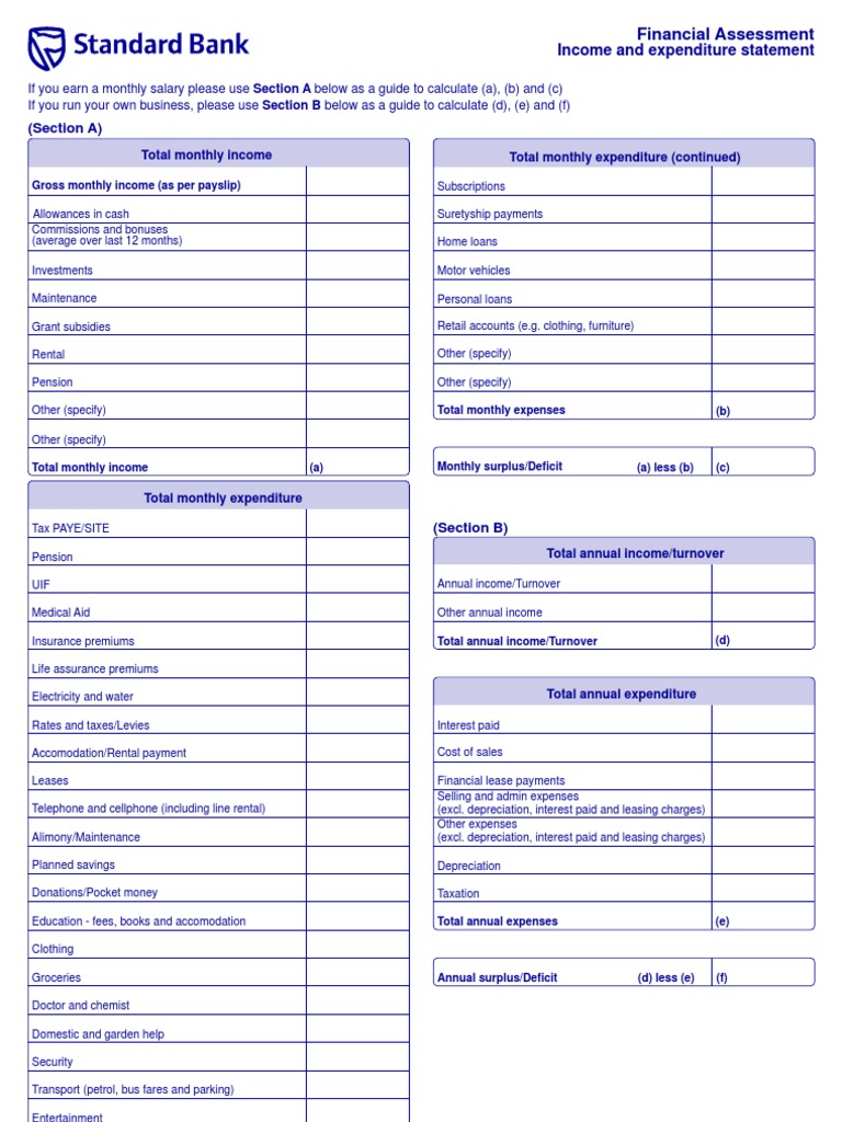 Income and Expenditure Assessment Guide | PDF