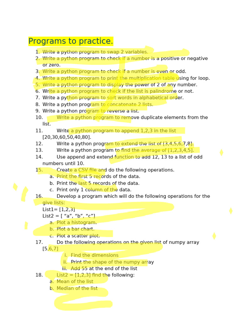 Python Programming Practice Exercises | PDF | Python (Programming Language)