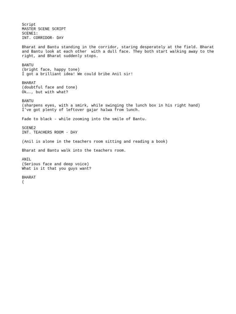 Corridor Bribery Scene Script | PDF