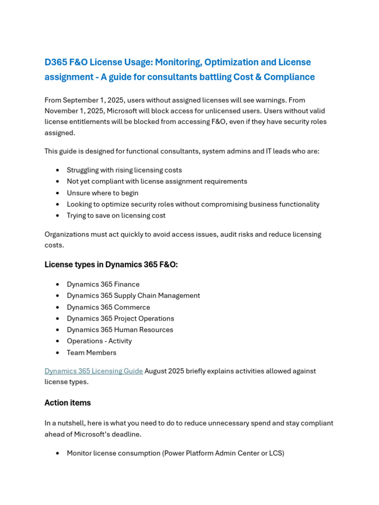 D365 License Enforcement: Compliance Guide | PDF | Supply Chain ...
