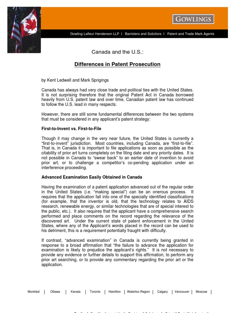 Differences Between Canadian and US - Patent Pro Section | PDF | Patent ...