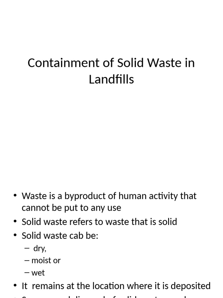 Containment of Solid Waste in Landfills | PDF | Waste | Municipal Solid ...