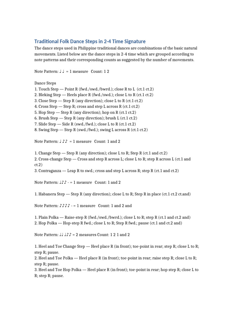 Folk Dance Steps in 2/4 Time | PDF